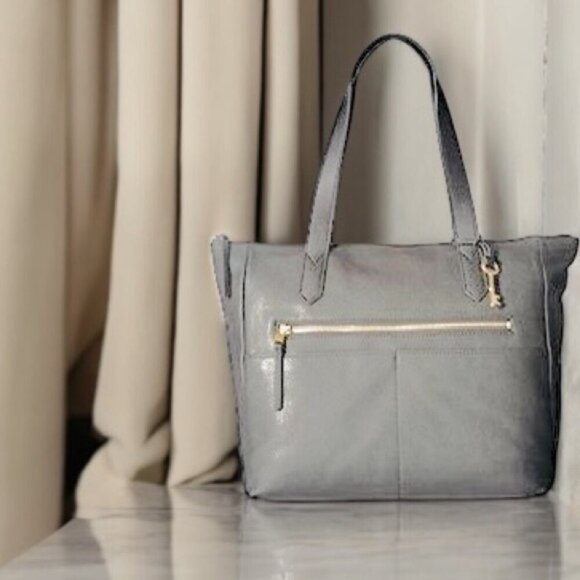 Fossil | Bags | Fossil Fiona Large Grey Leather Tote Bag | Poshmark